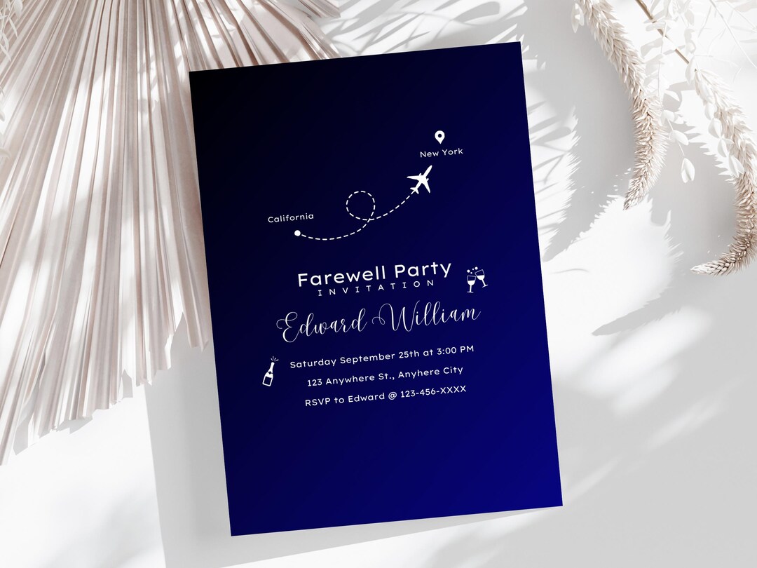 Editable Farewell Party Invitation Template: Airplane Design (digital ...