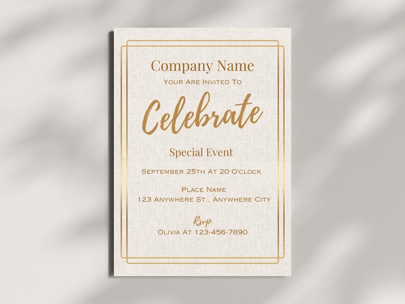 Editable Company Party Invite Card Template: Corporate, Business ...