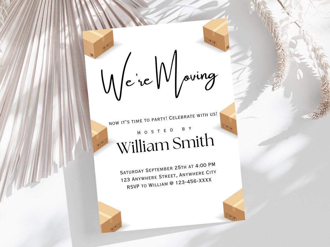 We're Moving Farewell Party Invitation Card Templates | Moving Party ...