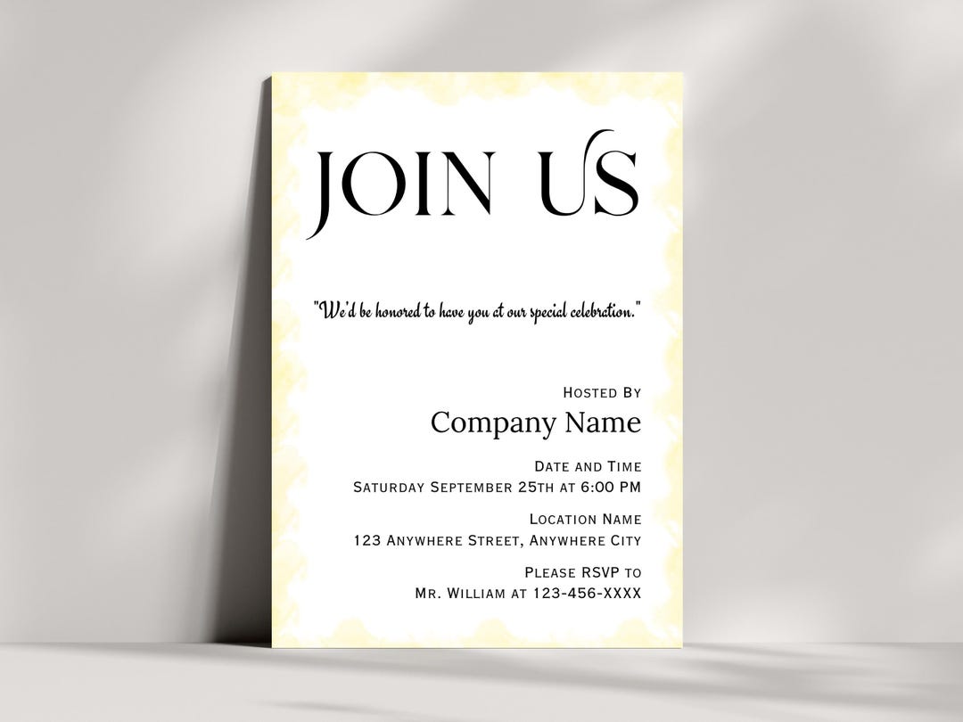 Editable Company Invitation Card Template: Corporate, Business, Launch ...