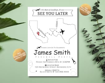 Going Away Farewell Party Invitation Card Template | Moving Away ...
