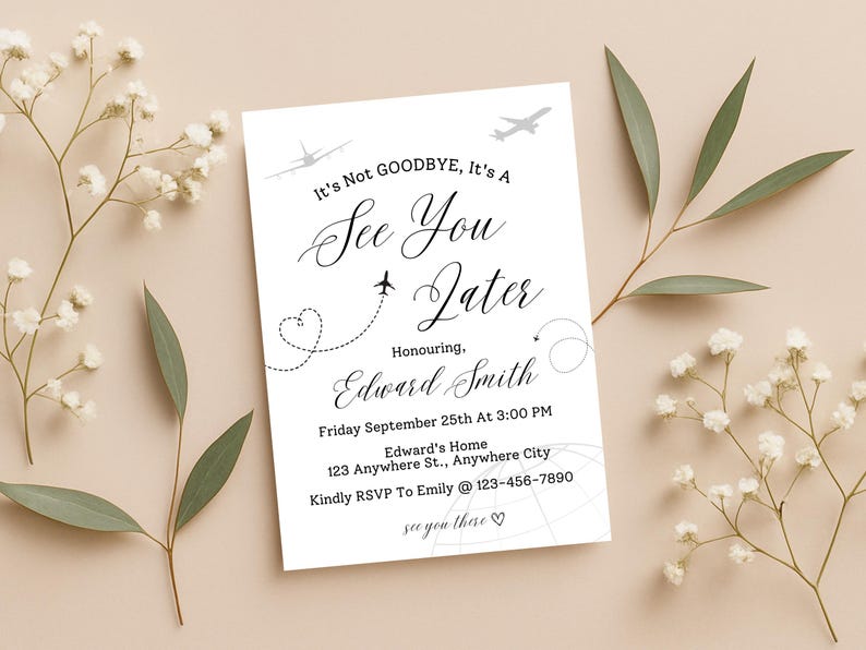 Farewell Invitation, Editable Template, Going Away Moving Party Invite ...