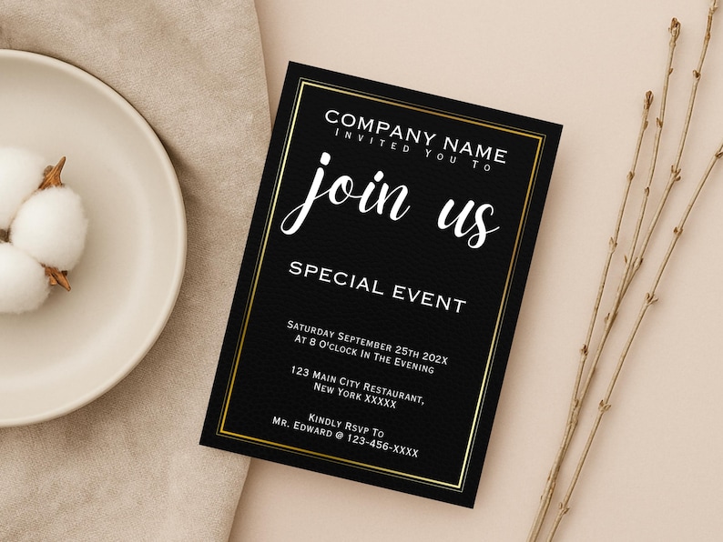 Editable Corporate Invite Card Template: Company, Business, Launch ...