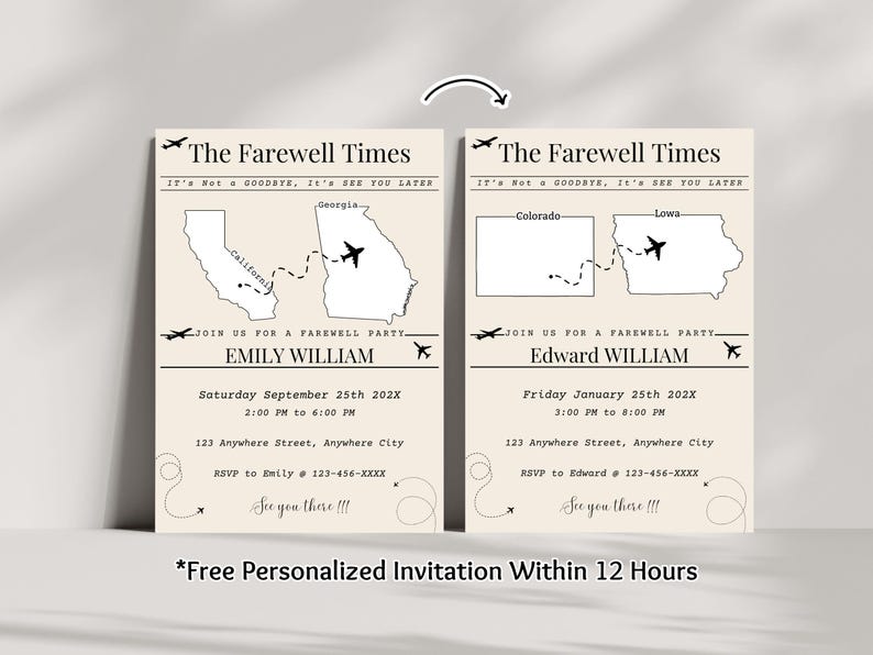 Newspaper Theme Farewell Party Invitation Card Template | Moving Away ...