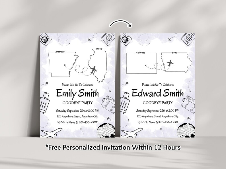 Going Away Farewell Party Invitation Card Template | Moving Away ...