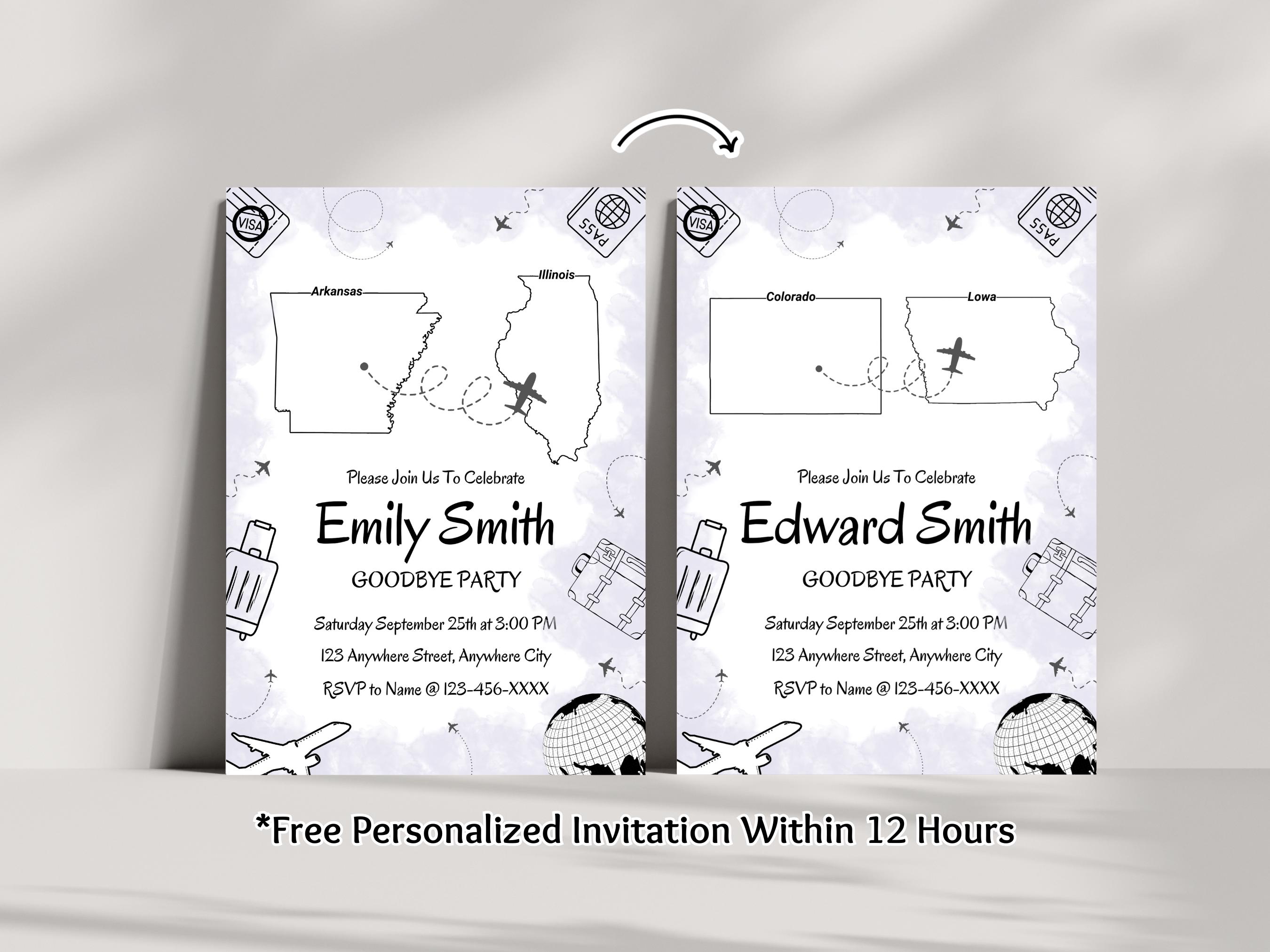 Going Away Farewell Party Invitation Card Template | Moving Away ...