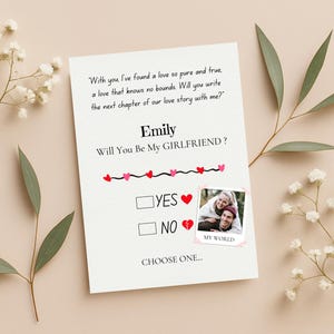 Editable Will You Be My Girlfriend? Proposal Card Template: Minimalist ...