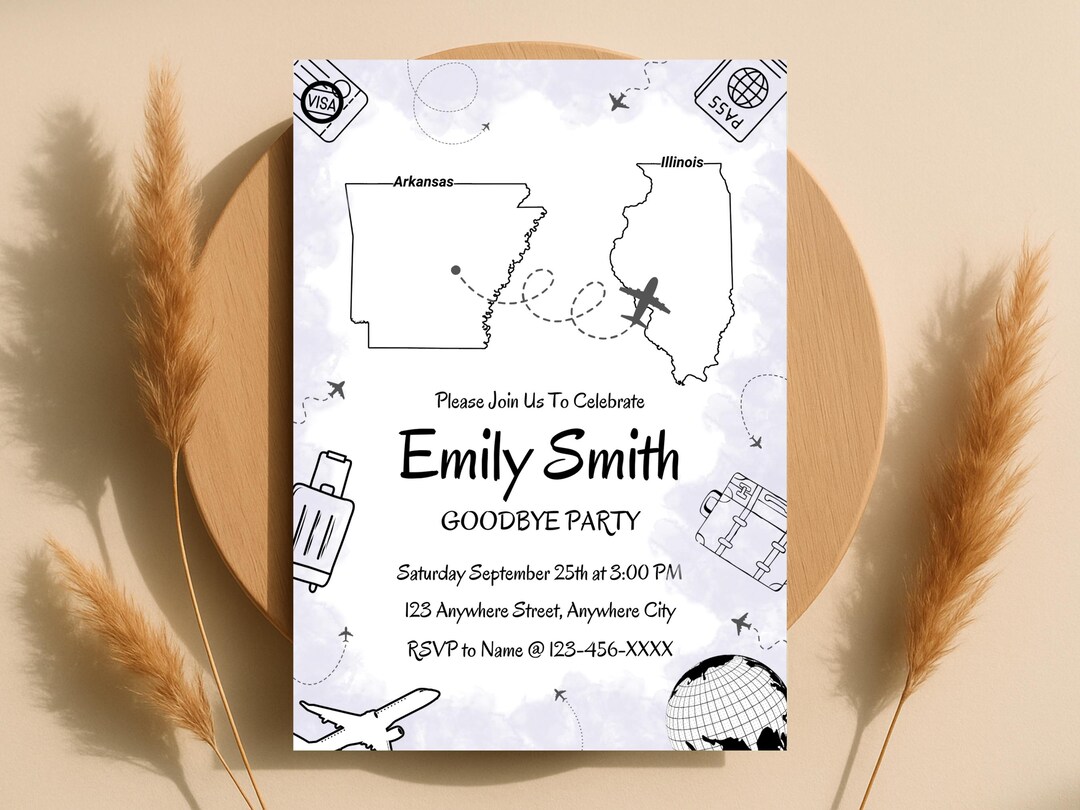 Editable Map Farewell Invitation Template: Going Away Party, Moving ...