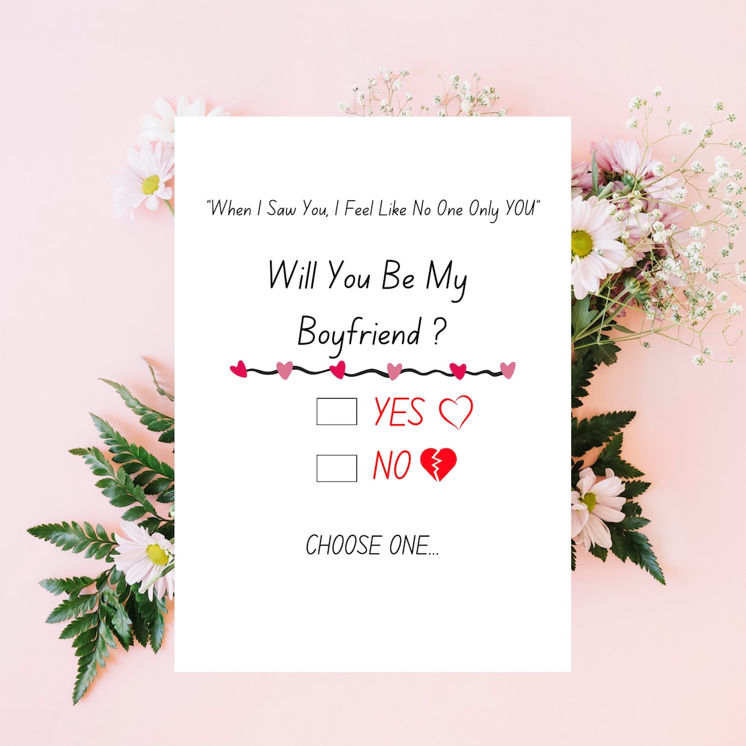 Boyfriend Proposal Card Template Will You Be My Boyfriend Card Romantic ...