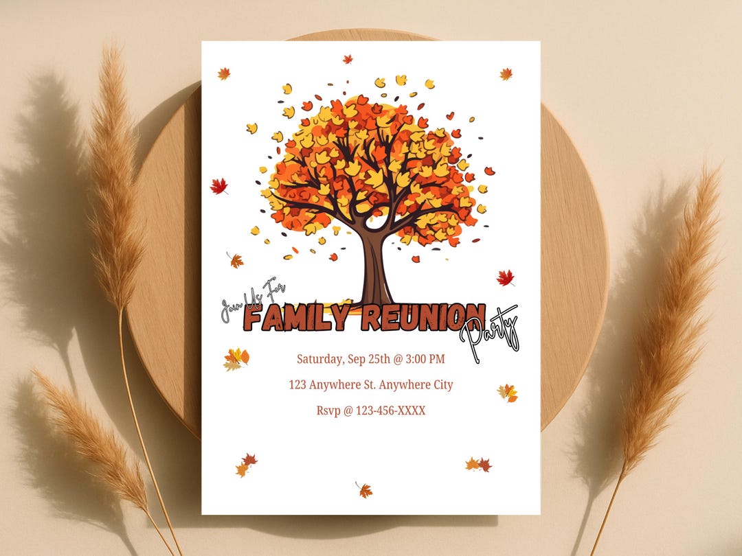 Family Reunion Invitation, Editable Template, Tree Gathering Theme DIY ...