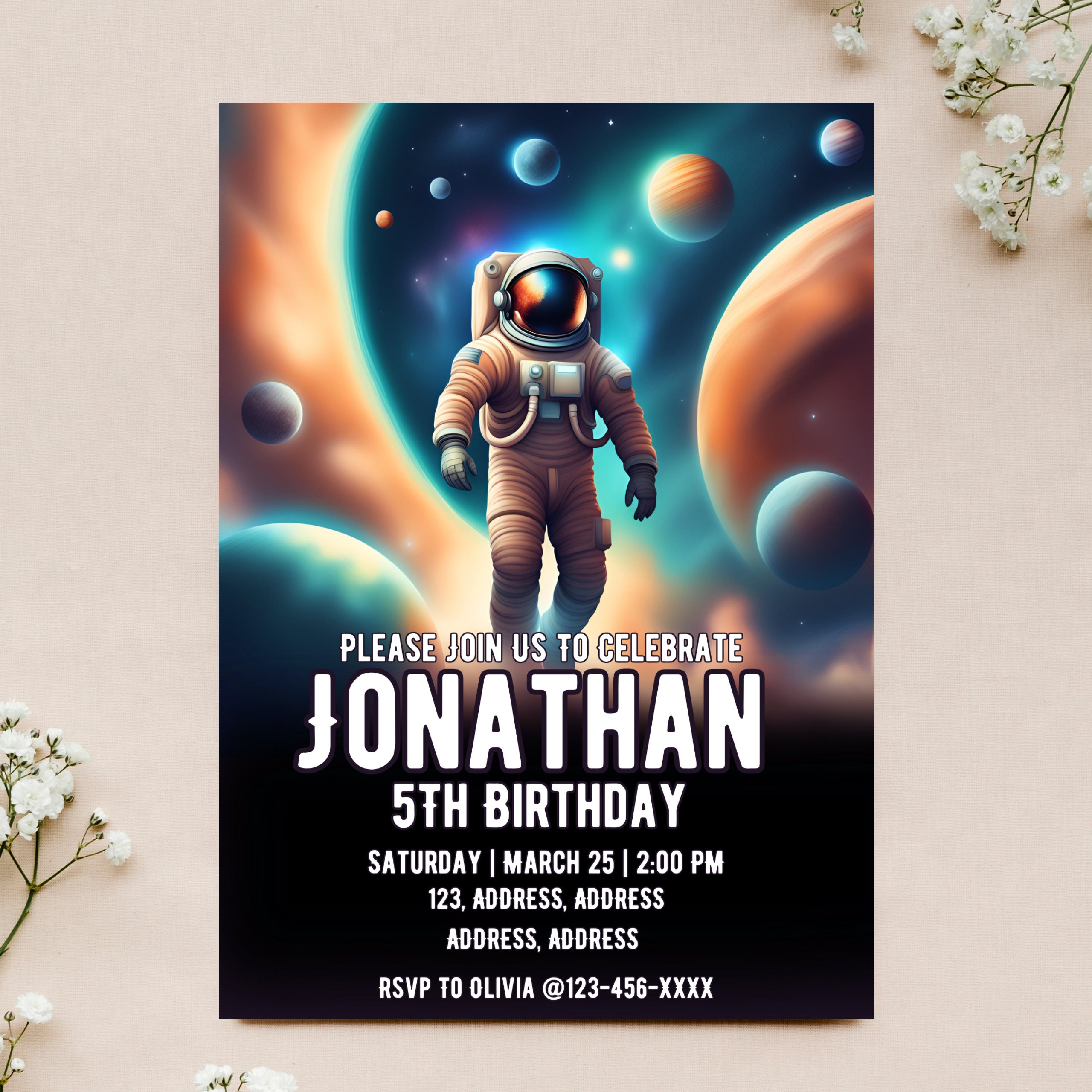 Outer Space Birthday Invitation Templates Astronaut Invitation Space ...