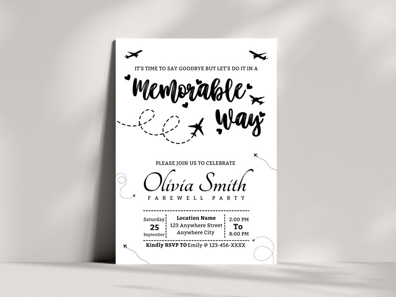 Editable Farewell Party Invitation Card Template | Going Away Invite ...