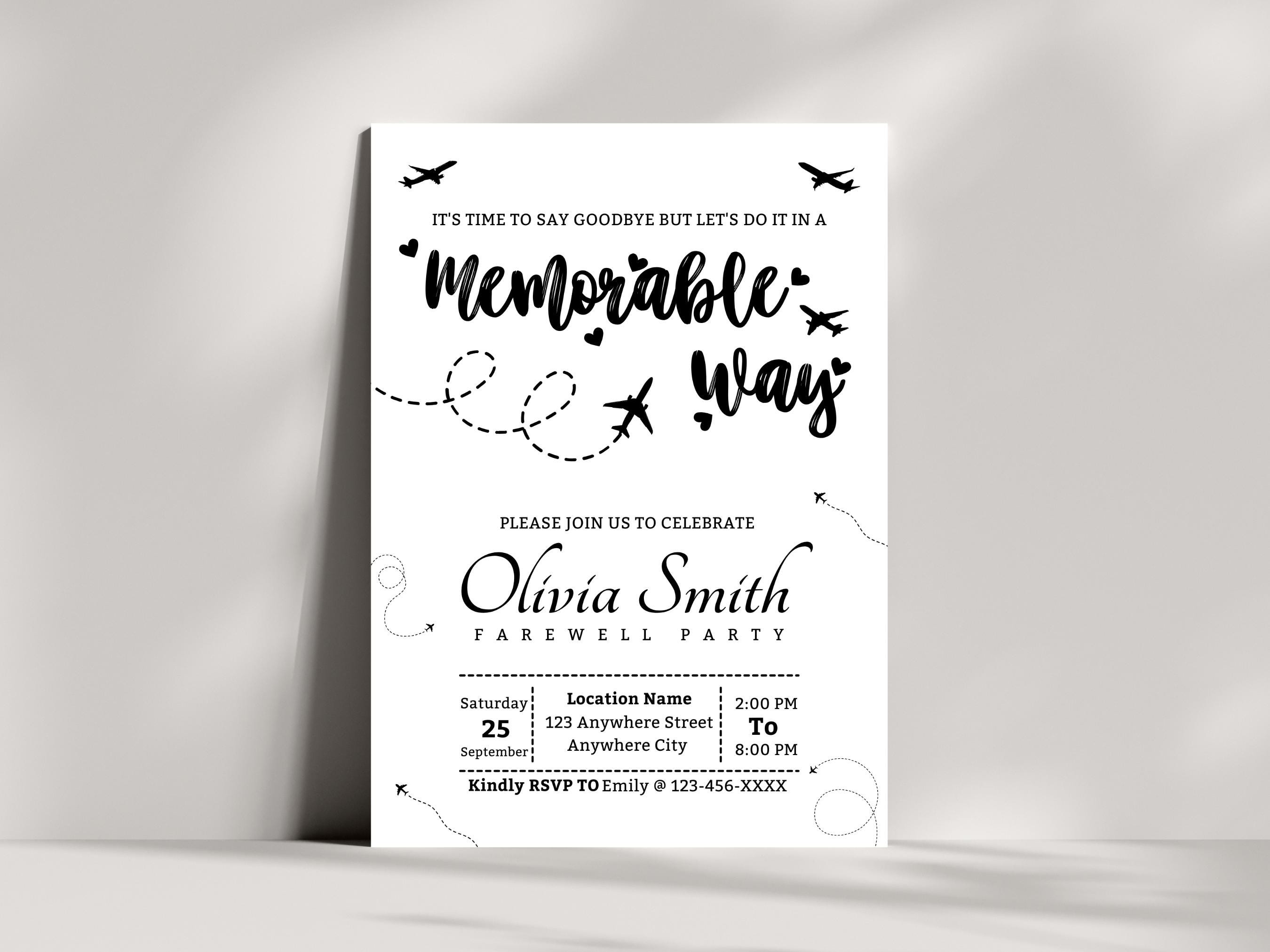 Editable Farewell Party Invitation Card Template | Going Away Invite ...