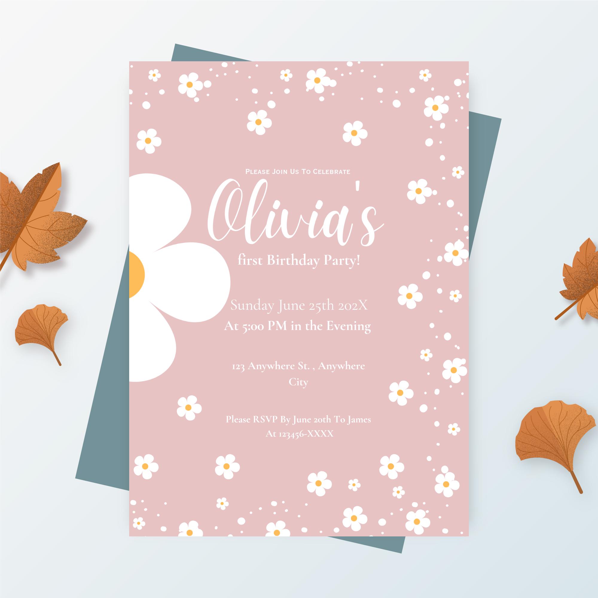 Flower Birthday Invitation Template Birthday Party Invite Birthday ...