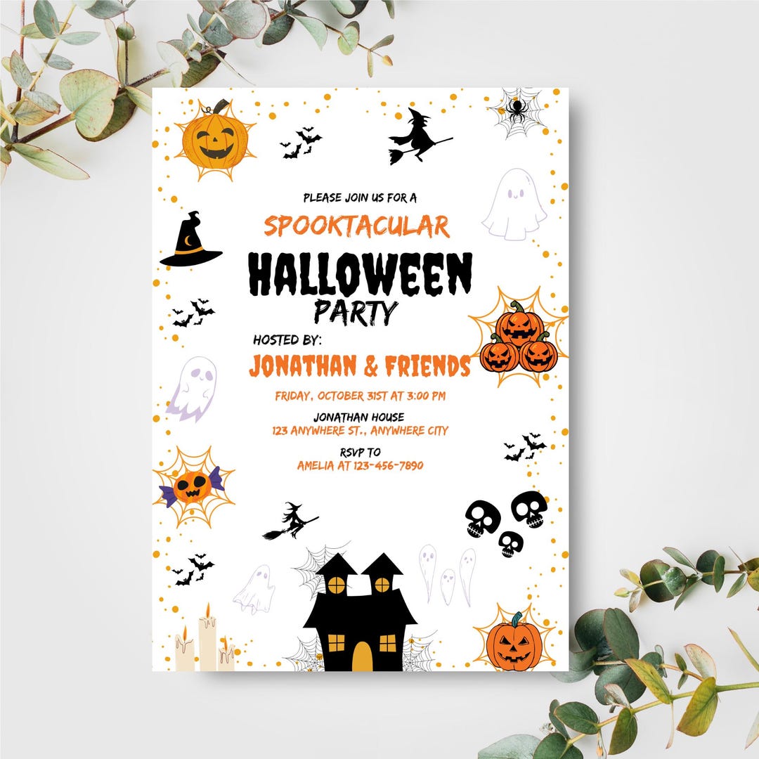 Editable Halloween Party Invitation Template Ghost Party Invitation ...