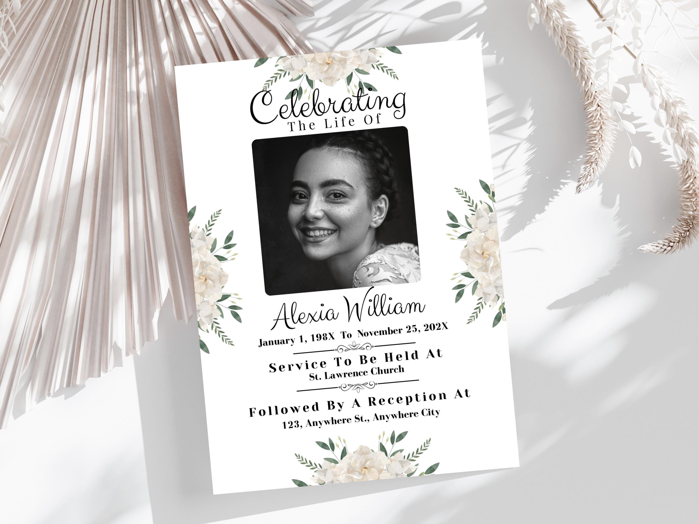 Editable Funeral Program Template: Memorial Invitation (digital ...