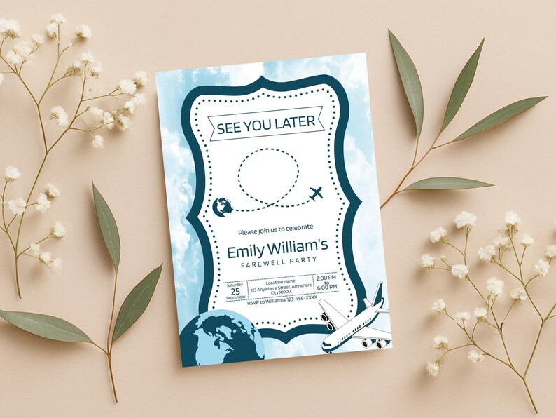 Farewell Invitation, Editable Template, Going Away Moving Party Invite ...