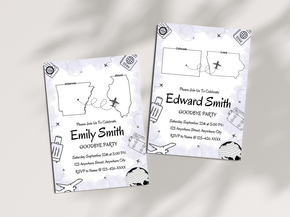 Going Away Farewell Party Invitation Card Template | Moving Away ...