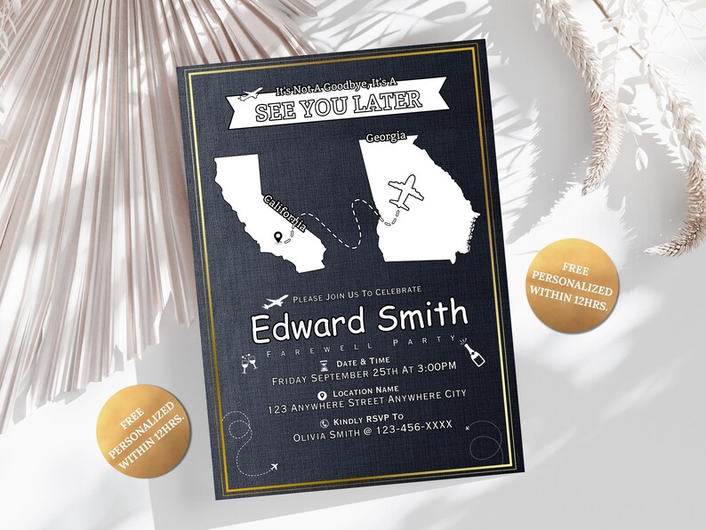 Editable Map Farewell Party Invitation Template: Going Away, Moving ...