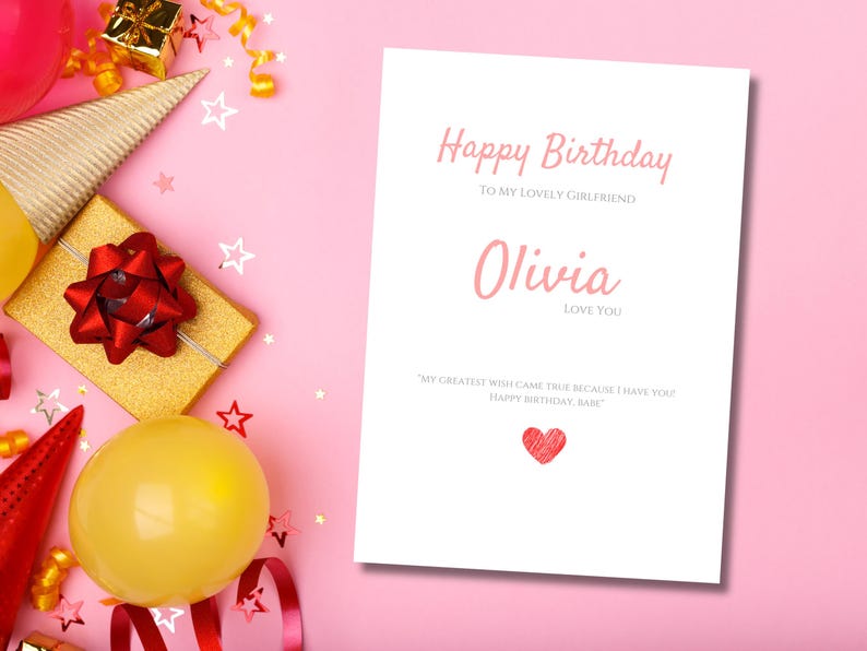 Editable Girlfriend Birthday Card Template | Romantic Birthday Card ...