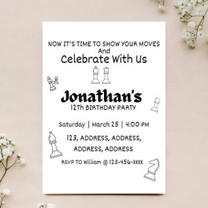 Chess Themed Birthday Invitation Templates Chess Player Birthday ...