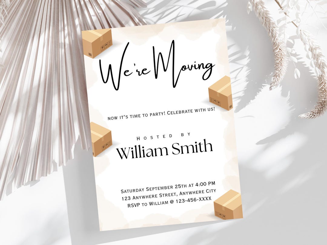 We're Moving Farewell Party Invitation Card Templates | Moving Party ...