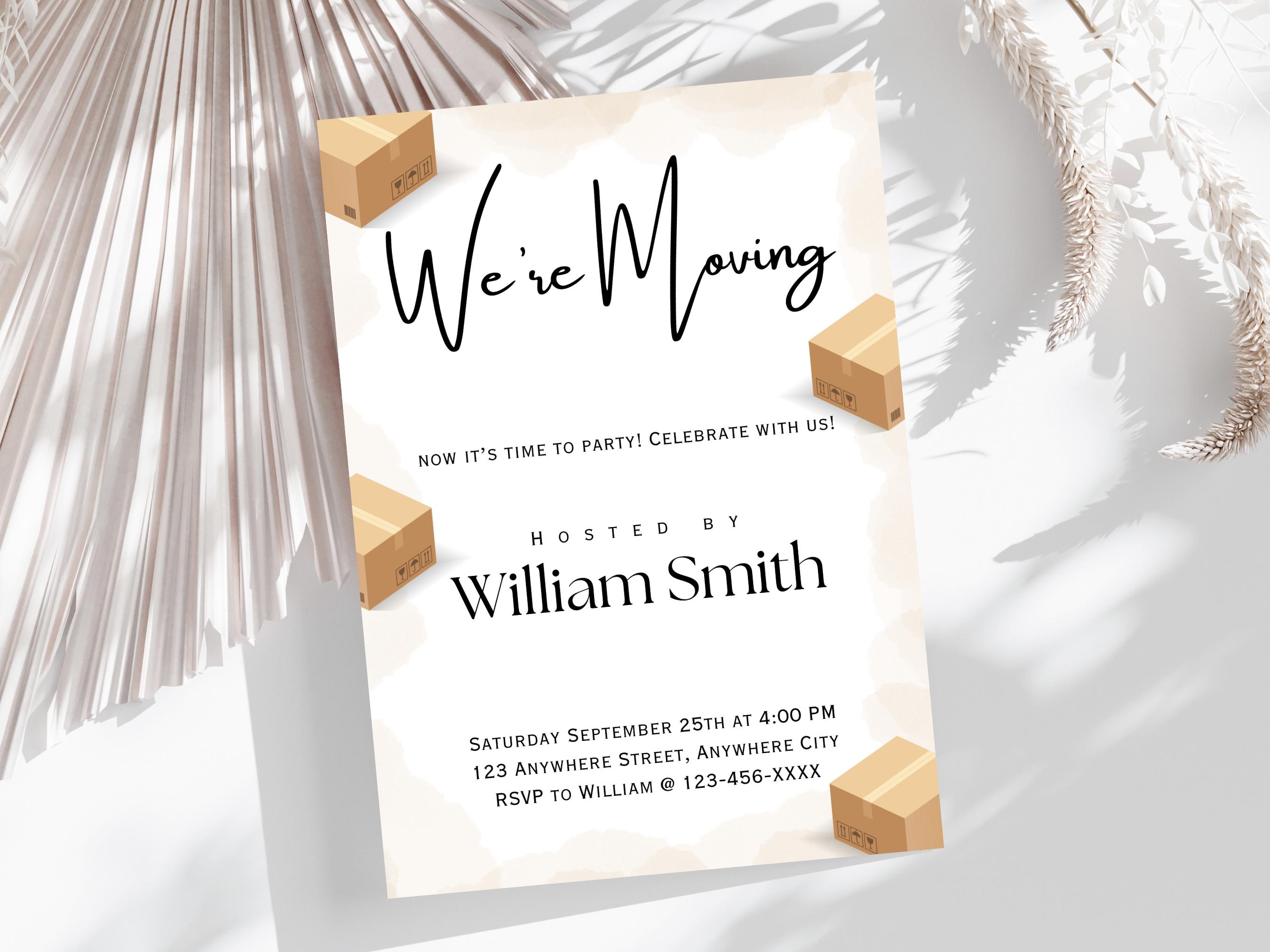 We're Moving Farewell Party Invitation Card Templates | Moving Party ...