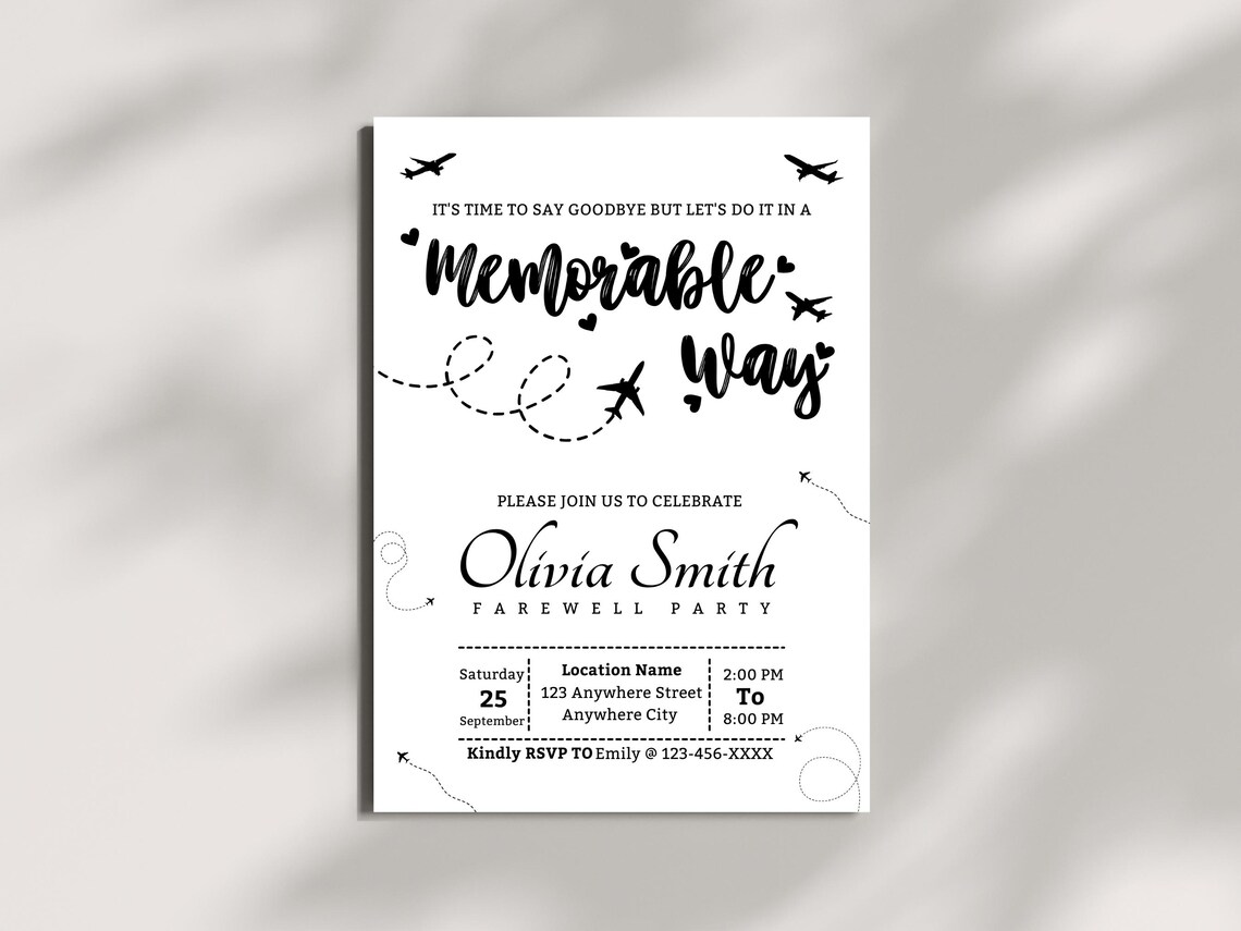 Editable Farewell Party Invitation Card Template | Going Away Invite ...