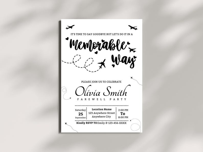 Editable Farewell Party Invitation Card Template | Going Away Invite ...