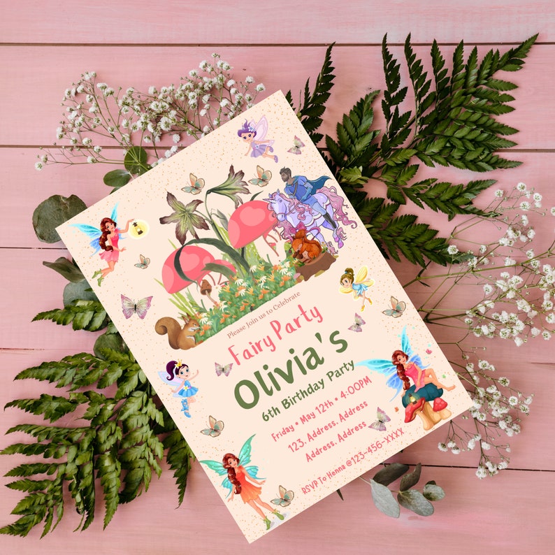 Fairytale Birthday Invitation Templates Enchanted Fairy Party ...