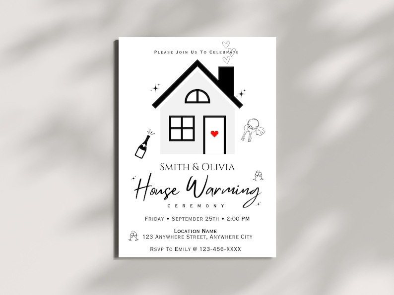 Editable Housewarming Party Invitation Card Template: New Home ...