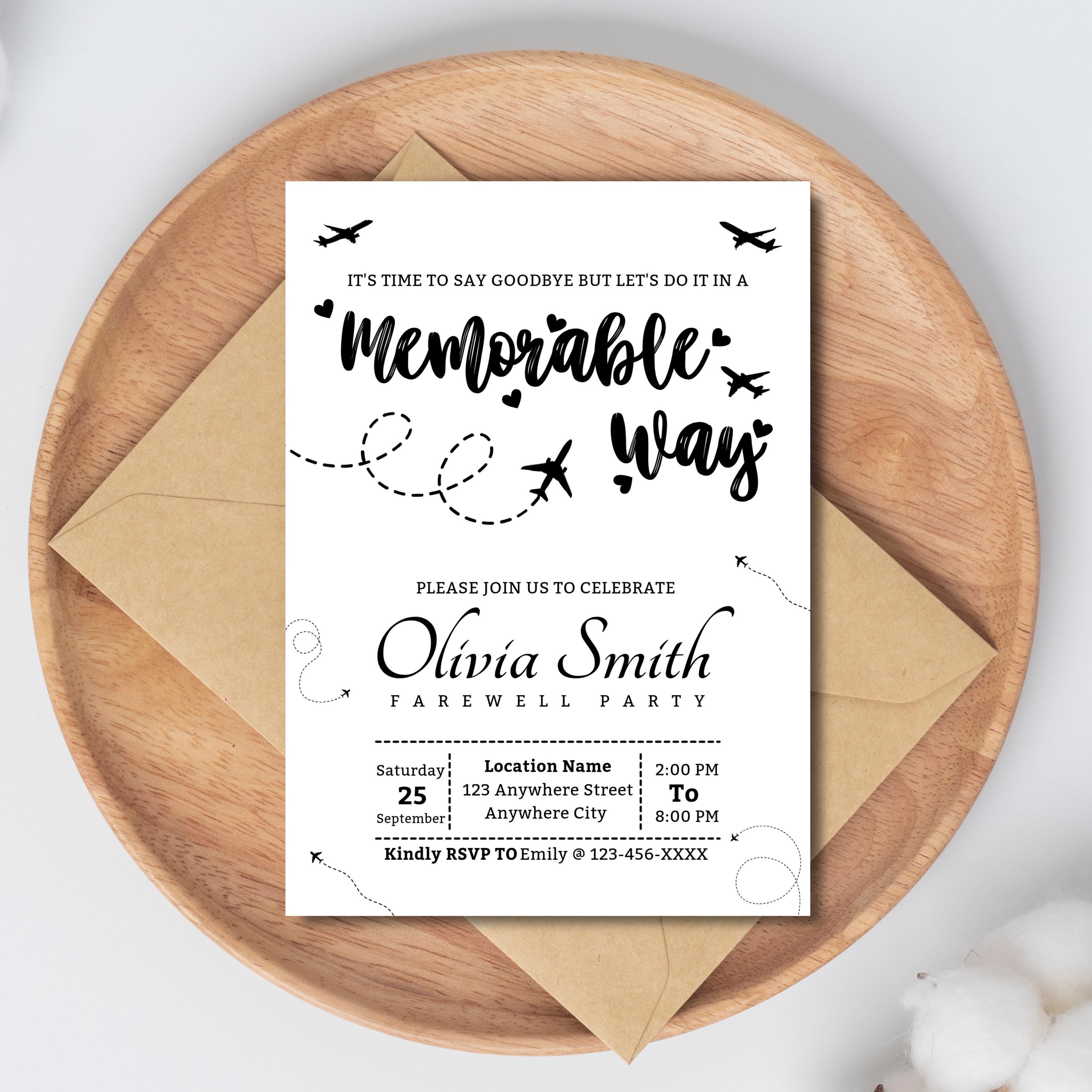 Editable Farewell Party Invitation Card Template Going Away Invite ...