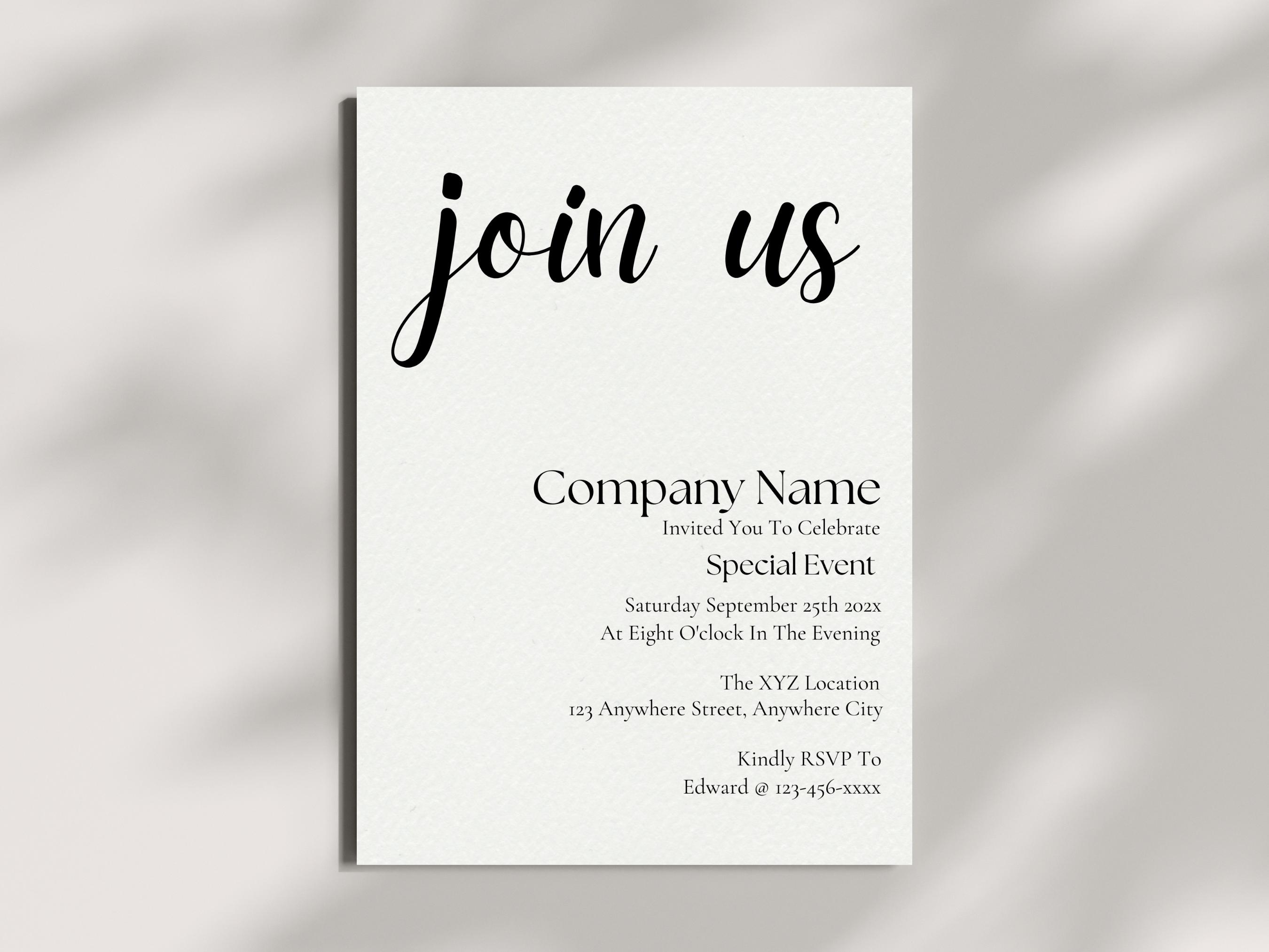 Editable Business Company Corporate Special Event Invitation Card ...