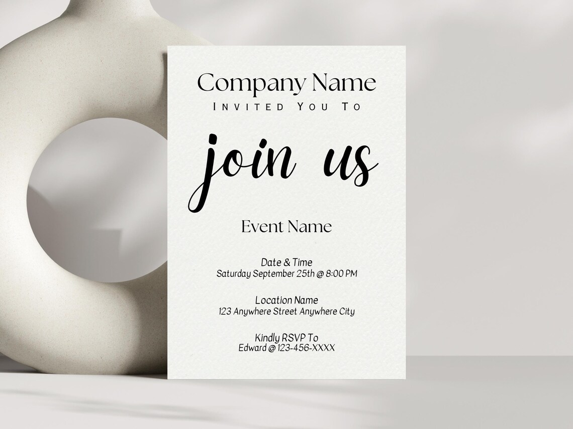 Editable Business Company Corporate Special Event Party Invitation Card ...