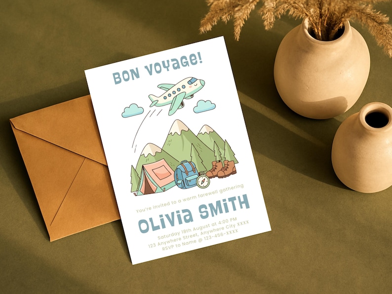 Bon Voyage Invitation | Adventure Farewell Party | Going Away Travel ...