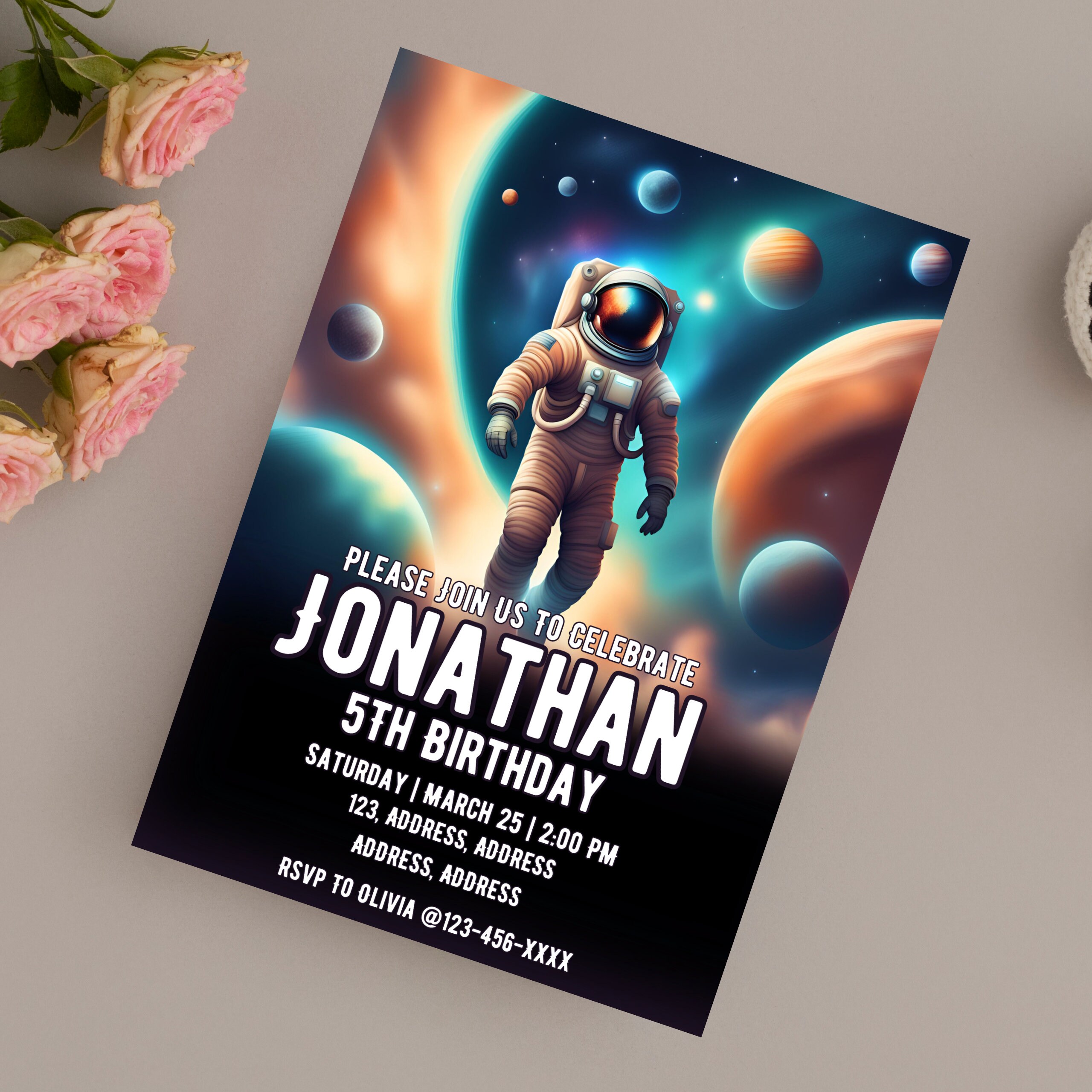 Outer Space Birthday Invitation Templates Astronaut Invitation Space ...