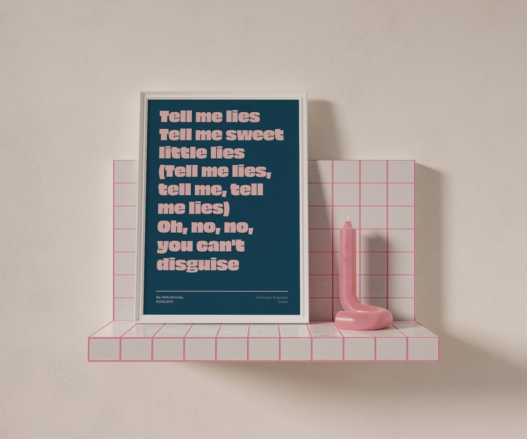 Custom Song Lyric Print | Music Poster | Wall Art | 21x30cm 30x40cm ...