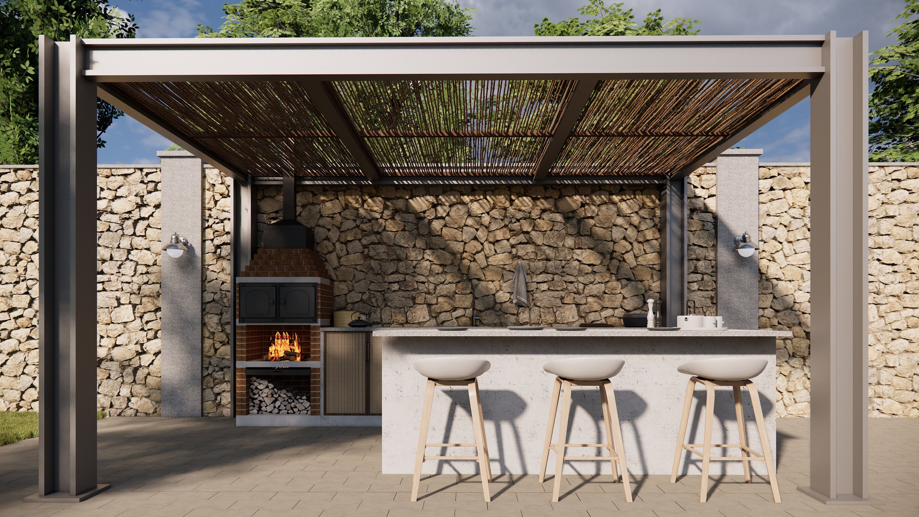Outdoor Garden Pizza Bar - Kitchen - DIY Backyard Bar Plan - Etsy