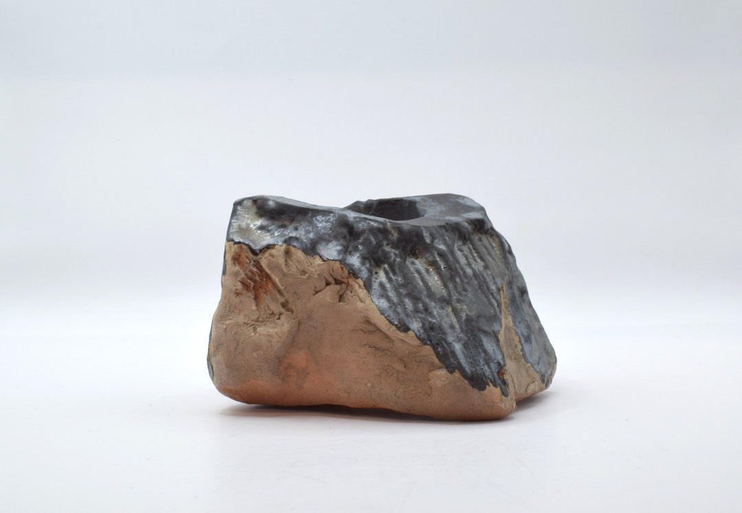 HEMATITE Raw Planter Pot With Drainage Hole Contemporary Ceramic Plant ...