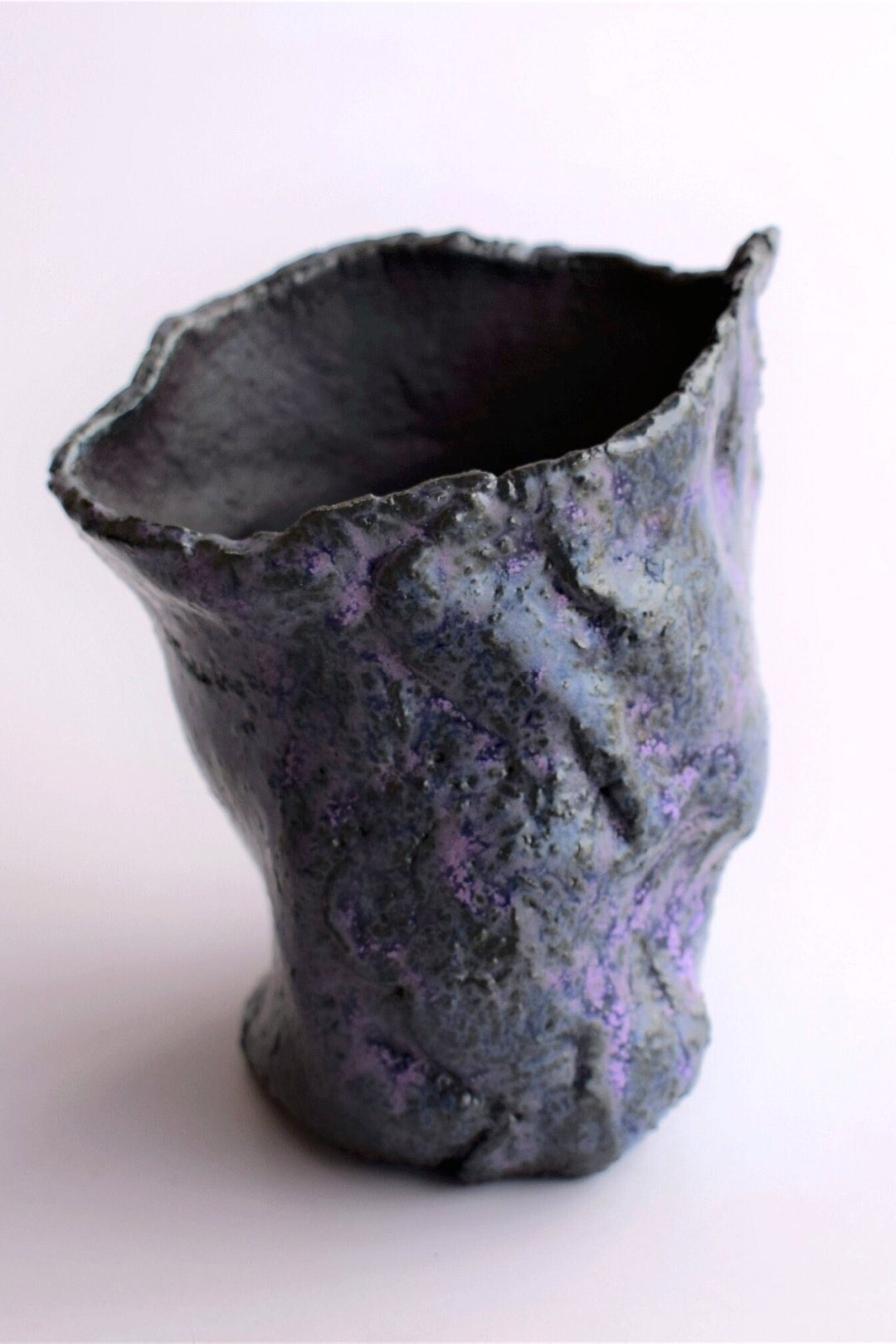 ABYSS Black and Purple Artistic Handmade Ceramic Plant Pot, Handmade ...