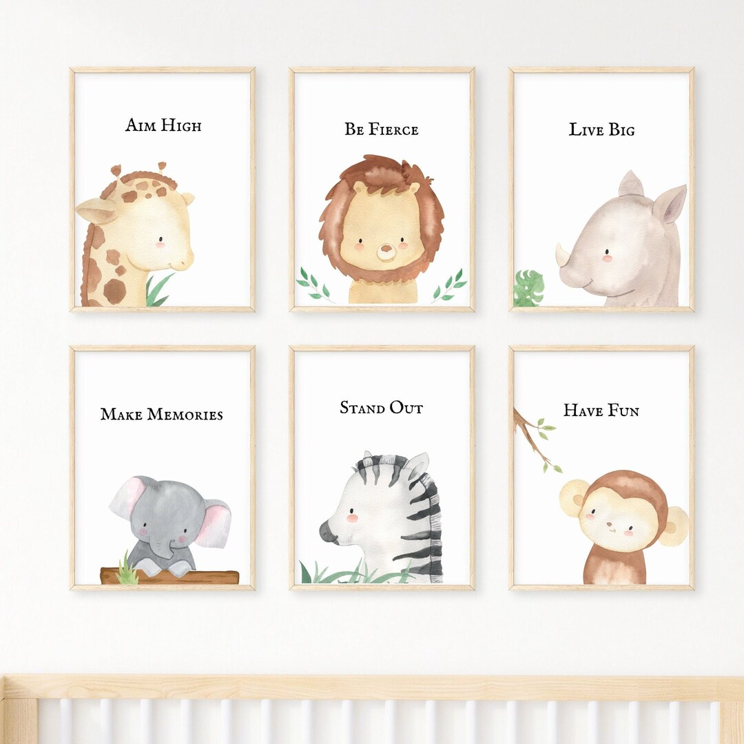 Safari Animal Prints Wall Art for Nursery, Playroom, PRINTABLE, Set of ...