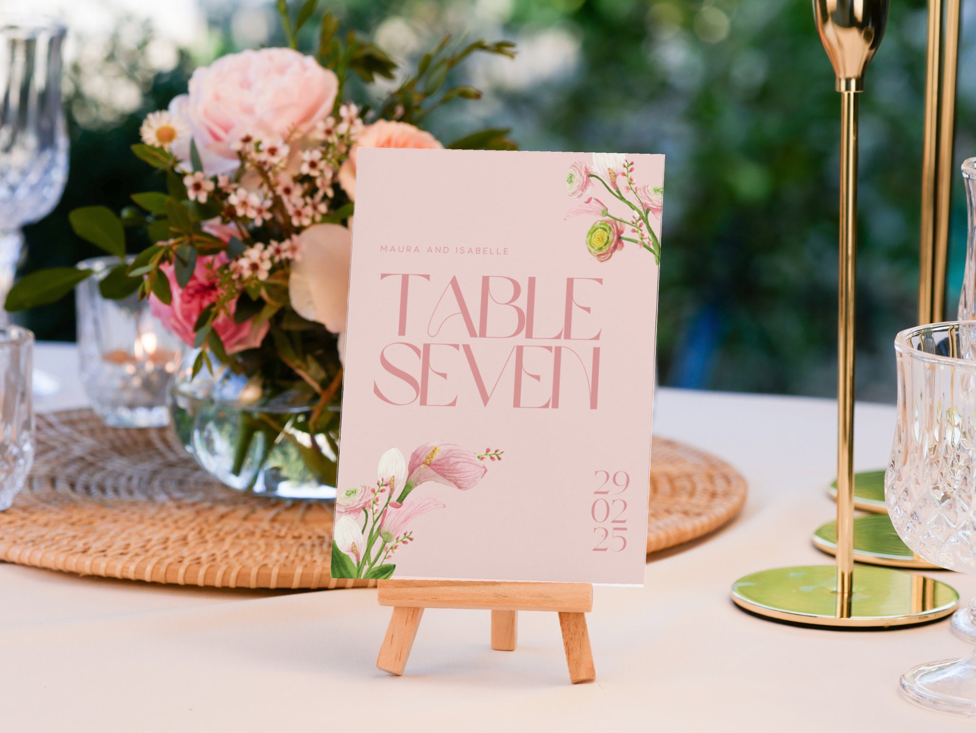 Pink Floral Wedding Table Number Card, Blush Watercolour Wedding Table ...