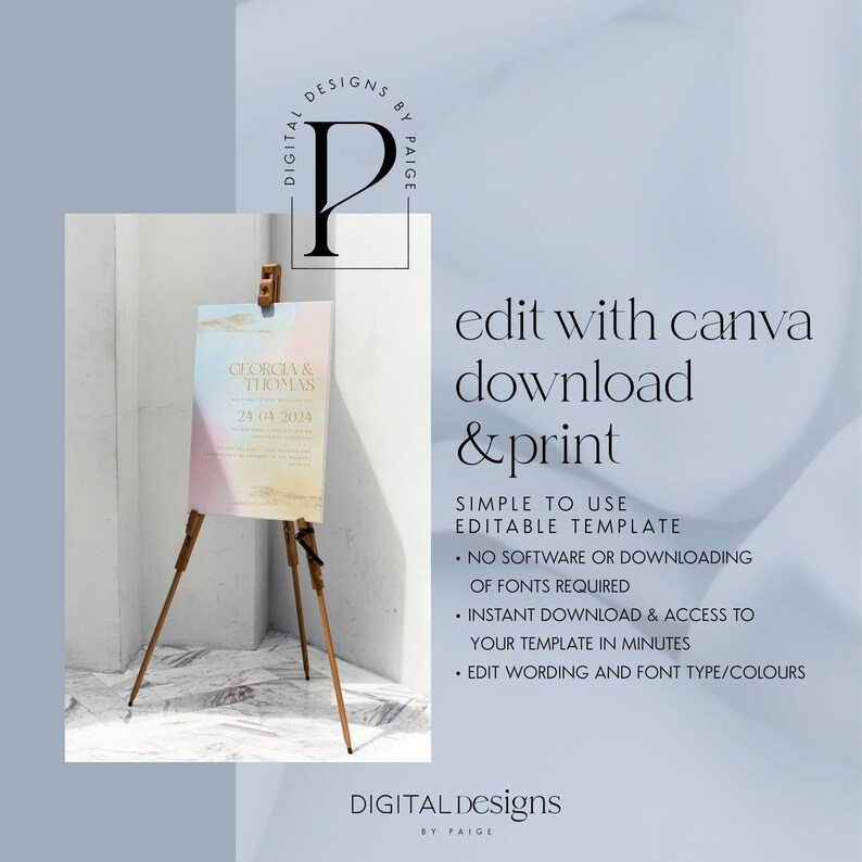 Pastel Watercolor Welcome Sign Pastel Watercolour Table - Etsy