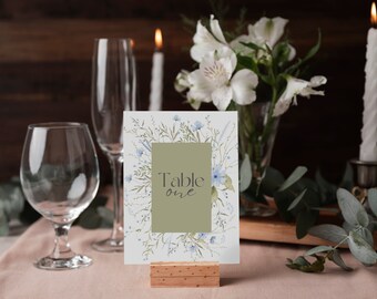 Boho Pampas Wedding Table Number Card, Sage Floral Wedding Table Name ...