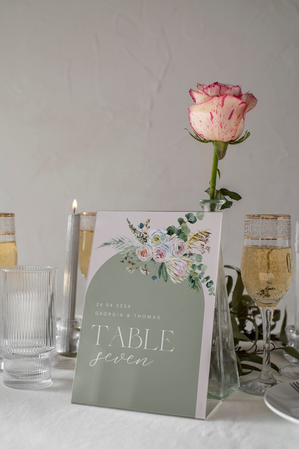 Boho Pampas Wedding Table Number Card, Sage Floral Wedding Table Name ...