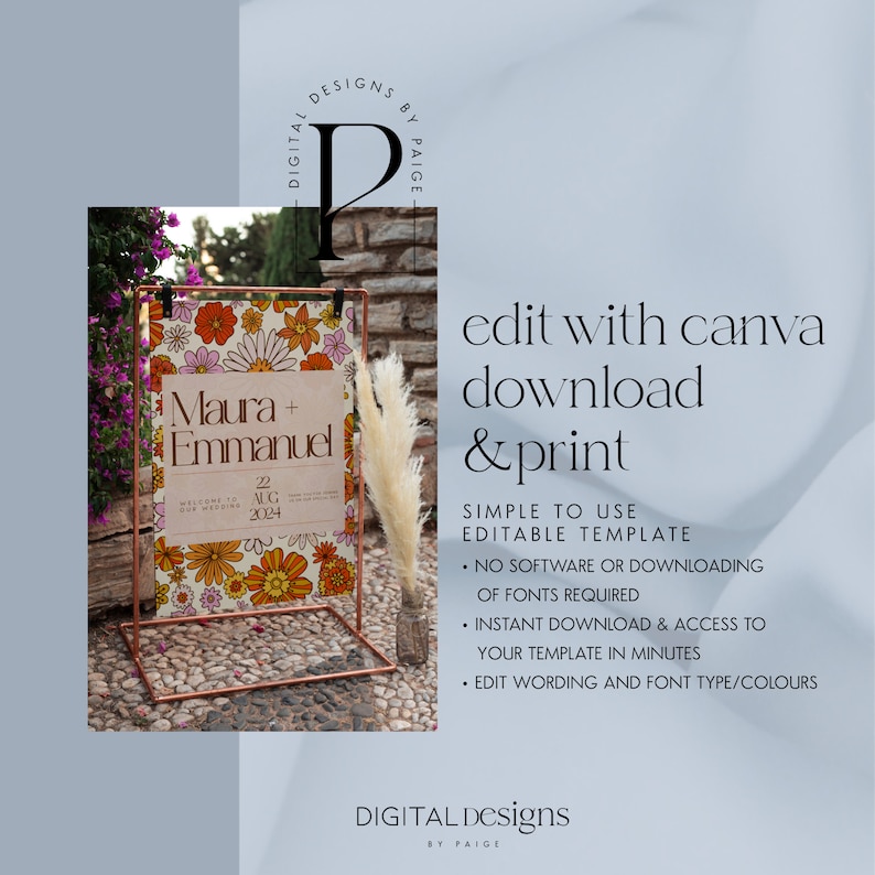 70s Retro Wedding Welcome Sign 70s Retro Floral Table Chart - Etsy UK