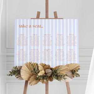 Baby Blue Stripe Wedding Welcome Sign, Modern Table Chart, Stripe ...