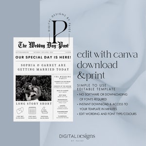 Wedding Day Newspaper Template, Newspaper Wedding Program Template, the ...