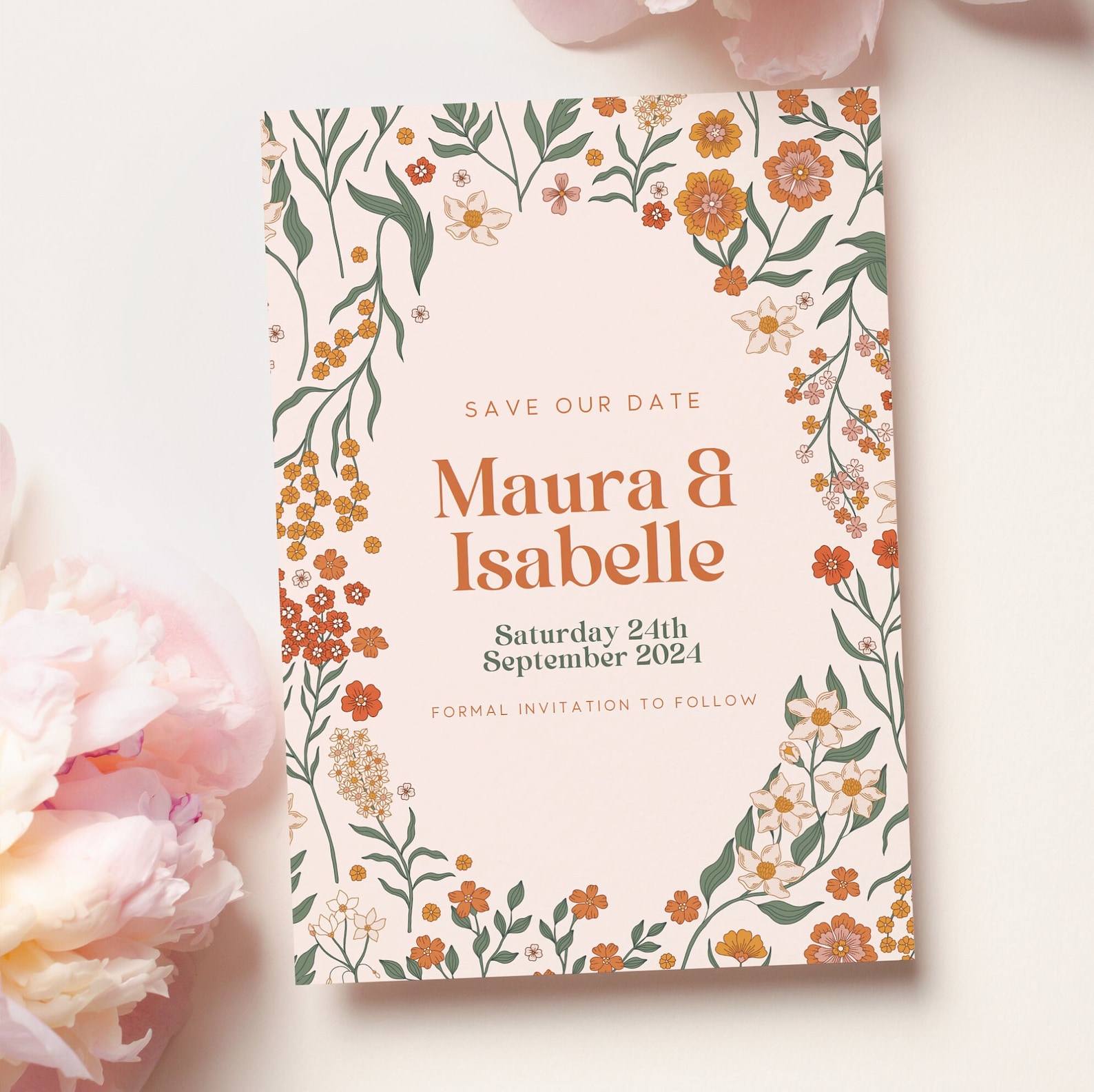Groovy 70s Floral Save the Date Template Retro Floral Save - Etsy
