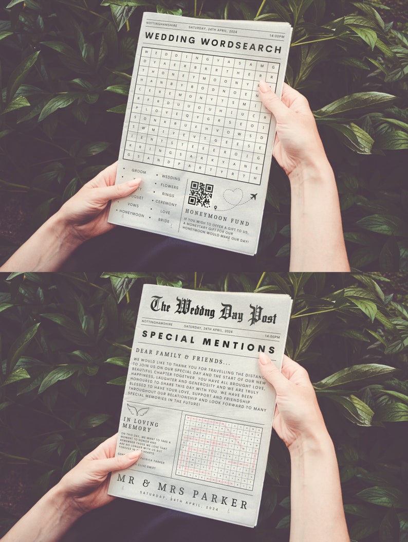 Wedding Day Newspaper Template Newspaper Wedding Program - Etsy
